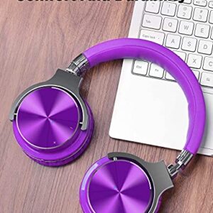 Active Noise Cancelling Headphones Bluetooth Headphones with Microphone Deep Bass Wireless Headphones Over Ear, Comfortable Protein Earpads, 30 Hours Playtime for Travel/Work (DarkViolet)