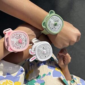 Shelbybox Wrist Fan for Kids Boys Girls, Small Portable Wearable Watch Fan with Comfortable Wrist Strap, USB Rechargeable, Built in Colorful LED Lights, Fashion Compact Summer (Pink)