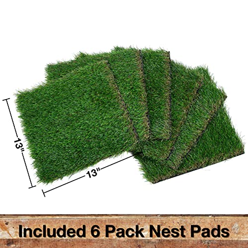 XLX TURF Chickens Nesting Box Pads, Thick Artificial Grass Mat for Chicken Coop Bedding, 13"x13", 6 Pack