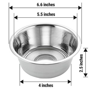 HB Pet Feeders Stainless Steel Dog and Cat Bowls Feeder Medium Deluxe 6.5" inch Replacement Food and Water Bowl (3.5 Cup, Double Pack)