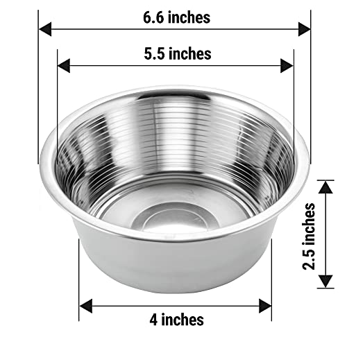 HB Pet Feeders Stainless Steel Dog and Cat Bowls Feeder Medium Deluxe 6.5" inch Replacement Food and Water Bowl (3.5 Cup, Double Pack)