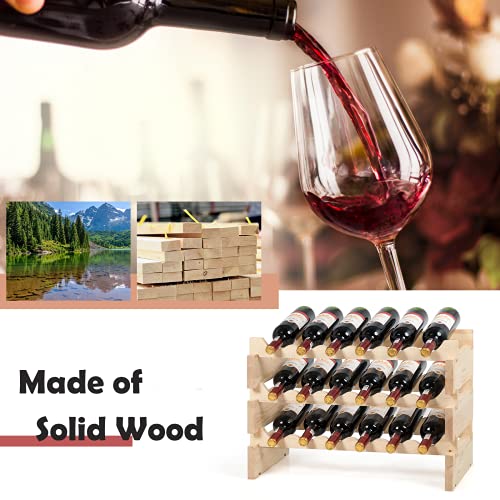 NAFORT 36 Bottle Wine Rack - Pine Wood Stackable Modular Display Wine Storage Shelves, 6 X 6 Rows 36 Slots