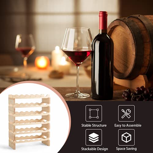 NAFORT 36 Bottle Wine Rack - Pine Wood Stackable Modular Display Wine Storage Shelves, 6 X 6 Rows 36 Slots