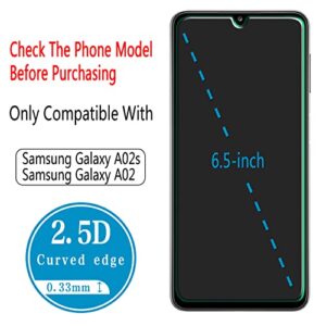 HPTech (2 Pack) Designed for Samsung Galaxy A02s / Galaxy A02 Tempered Glass Screen Protector, Touch Sensitive, Easy to Install, Anti Scratch, Case Friendly