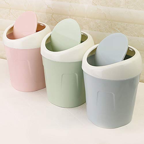 D-GROEE Mini Trash Can with Lid, Home Desktop Mini Covered Trash Garbage Can Storage Box Organizer Waste Bin Green