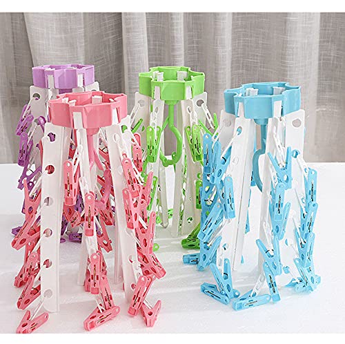 Radefaun Clip and Drip Hanger with 36 Clips Plastic Swivel Hook Portable Folding Drying Rack Baby Clothes Hanger Foldable Travel Accessories for Socks Bras Lingerie Towels Underwear Gloves