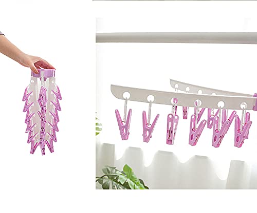 Radefaun Clip and Drip Hanger with 36 Clips Plastic Swivel Hook Portable Folding Drying Rack Baby Clothes Hanger Foldable Travel Accessories for Socks Bras Lingerie Towels Underwear Gloves