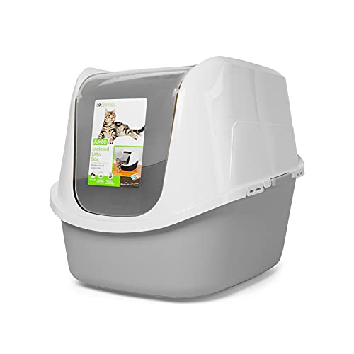 So Phresh Grey Jumbo Enclosed Cat Litter Box, 23" L X 19" W X 19" H