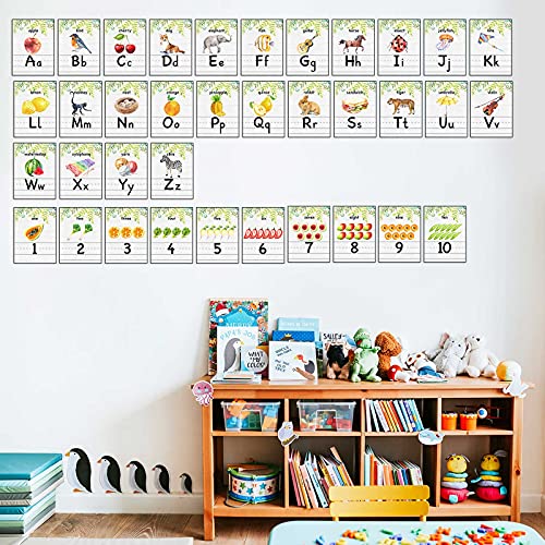 36 Classroom Alphabet Bulletin Board Set Alphabet Line for Classroom Wall ABC and Number Strip Border Alphabet Posters Kids Educational Learning Card for Kindergarten Preschool Classroom Decorations