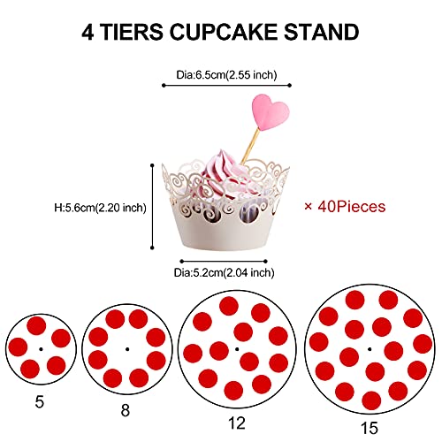 Cupcake Stand, 4-Tier Round Acrylic Cupcake Display Stand Dessert Tower Pastry Stand for Wedding Birthday Theme Party- 15.3 Inches (Transparent)