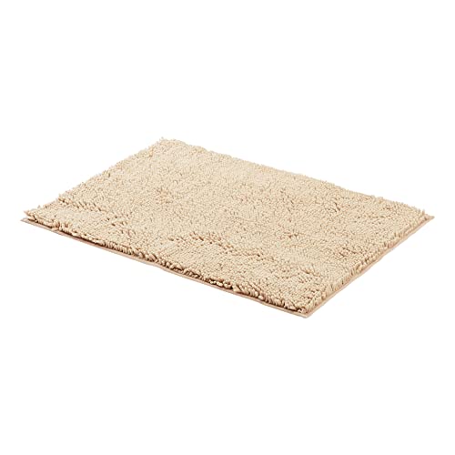 Spotgrowth Non-Slip Chenille Bath Mat for Bathroom Rugs 20 x32 Inches Extra Soft and Absorbent Microfiber Shag Rug,Machine Washable,Shower and Bath Room Floor Mats,Beige, (SP210717)