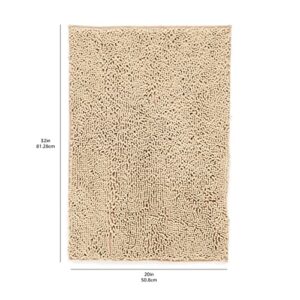 Spotgrowth Non-Slip Chenille Bath Mat for Bathroom Rugs 20 x32 Inches Extra Soft and Absorbent Microfiber Shag Rug,Machine Washable,Shower and Bath Room Floor Mats,Beige, (SP210717)