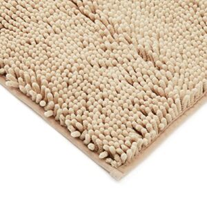 Spotgrowth Non-Slip Chenille Bath Mat for Bathroom Rugs 20 x32 Inches Extra Soft and Absorbent Microfiber Shag Rug,Machine Washable,Shower and Bath Room Floor Mats,Beige, (SP210717)