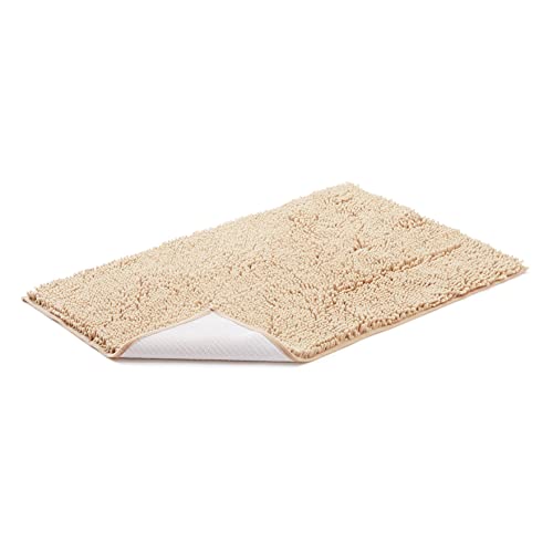 Spotgrowth Non-Slip Chenille Bath Mat for Bathroom Rugs 20 x32 Inches Extra Soft and Absorbent Microfiber Shag Rug,Machine Washable,Shower and Bath Room Floor Mats,Beige, (SP210717)