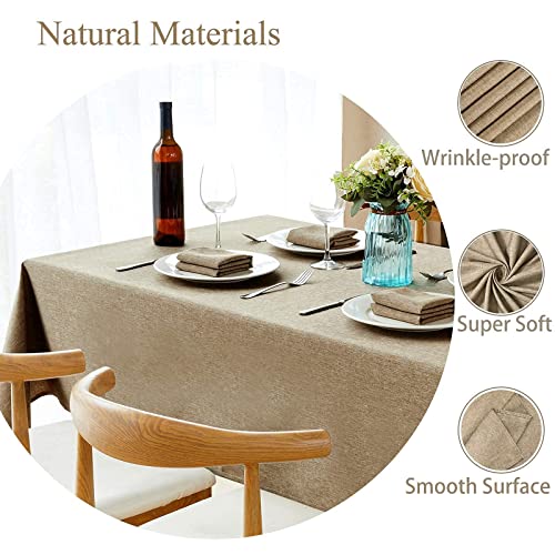 Mebakuk Rectangle Tablecloth and Cloth Napkins Set of 12, Anti-Shrink Soft and Wrinkle Resistant Decorative Fabric for Wedding Party Restaurant Dinner Parties (60 x 84 Inch Mocha)