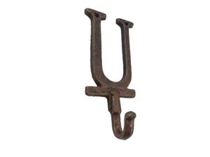 handcrafted nautical decor rustic copper cast iron letter u alphabet wall hook 6"