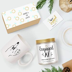 Engagement Gifts for Couples Women Newly Engaged Gifts Unique Mr And Mrs Wedding Engaged AF Soy Wax Candle Gifts for Her Ring Finger Coffee Mug Engagement Bride Gifts Engagement Gift for Women