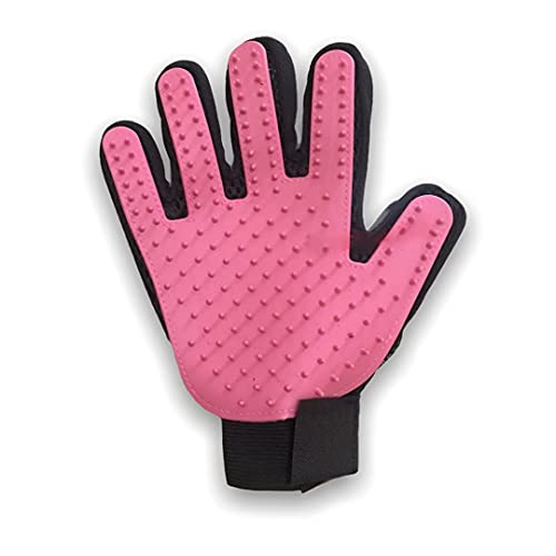 Pet Hair Remover Glove - Gentle Pet Grooming Glove Brush - Deshedding Glove - Massage Mitt with Enhanced Five Finger Design - Perfect for Dogs & Cats with Long & Short Fur - 1 Pack (Right-Hand,Pink)