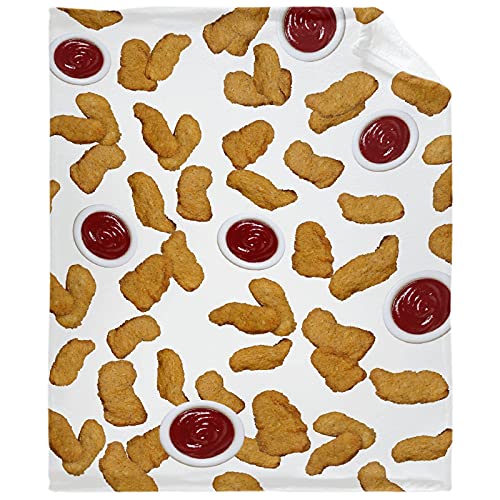 Golden Chicken Nuggets Throw Blanket - Funny Food Plush Blanket Best Gift - Bedding Quilt Home Decor for Couch Sofa Bed, 30"x40" for Toddlers Pets