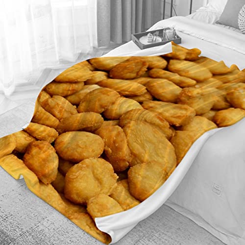 Golden Chicken Nuggets Throw Blanket - Funny Food Plush Blanket Best Gift - Bedding Quilt Home Decor for Couch Sofa Bed, 30"x40" for Toddlers Pets