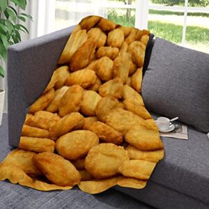 Golden Chicken Nuggets Throw Blanket - Funny Food Plush Blanket Best Gift - Bedding Quilt Home Decor for Couch Sofa Bed, 30"x40" for Toddlers Pets