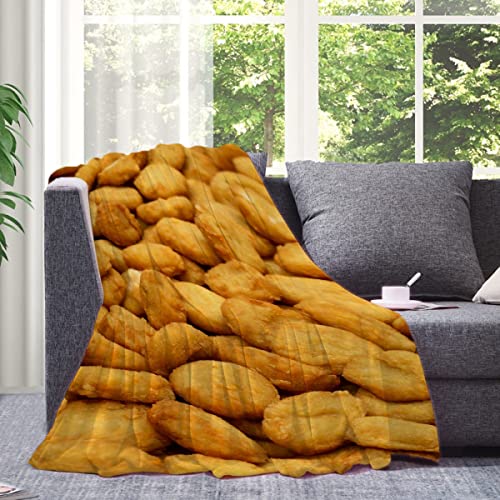 Golden Chicken Nuggets Throw Blanket - Funny Food Plush Blanket Best Gift - Bedding Quilt Home Decor for Couch Sofa Bed, 30"x40" for Toddlers Pets