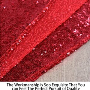 Sequin Fabric by The Yard 2 Yard Sparkly Fabric Mesh Sequins Fabric for Sewing Dress and Making Wedding Party Tablecloth Table Runner Decorations (2 Yard, Red)