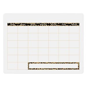 dry erase board blank calendar 9 x 12 inches school learning tool, trendy office or grade school or homeschool teaching aid, cheetah leopard design