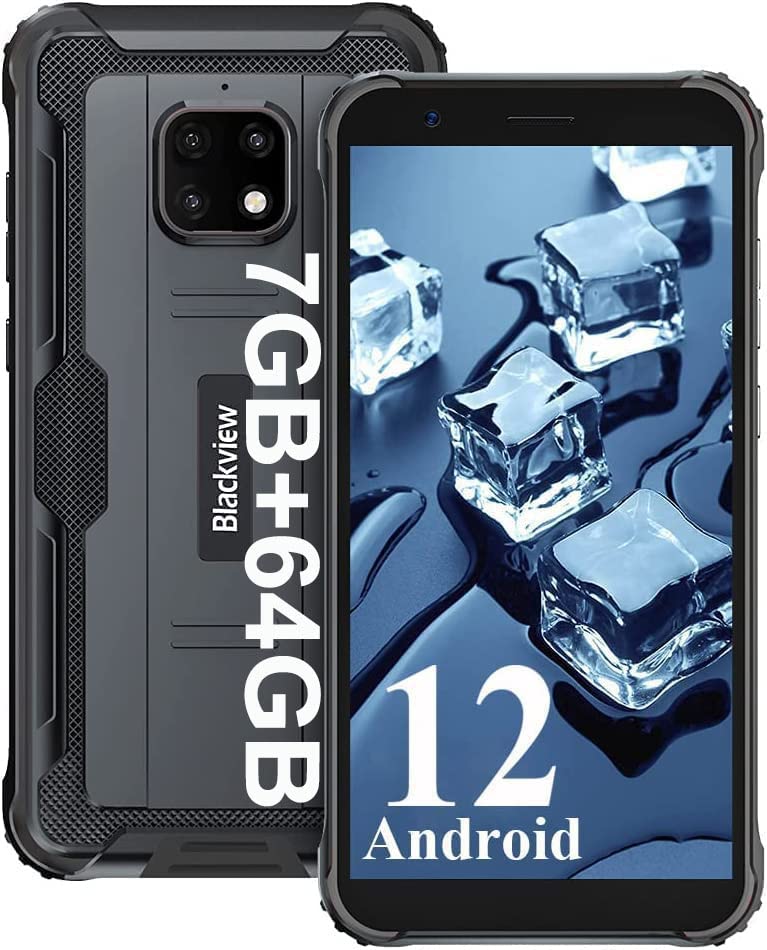 Blackview Rugged Smartphone BV4900Pro,7GB+64GB/SD 256GB 4G Dual SIM Unlocked Cell Phones,IP68 Waterproof Android 12 Phones,5580mAh 5.7 Inch Rugged Mobile Phone,Face ID/NFC/OTG/GPS T-Mobile Phone