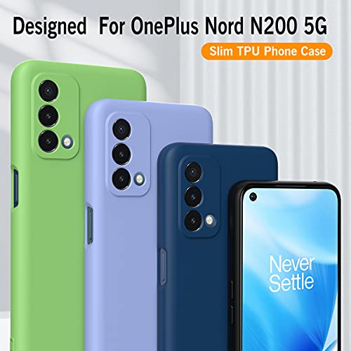 Foluu for OnePlus Nord N200 5G Case, Liquid Silicone Gel Rubber Bumper Case with Soft Microfiber Lining Cushion Slim Hard Shell Shockproof Protective Cover for OnePlus Nord N200 5G 2021 (Blue)