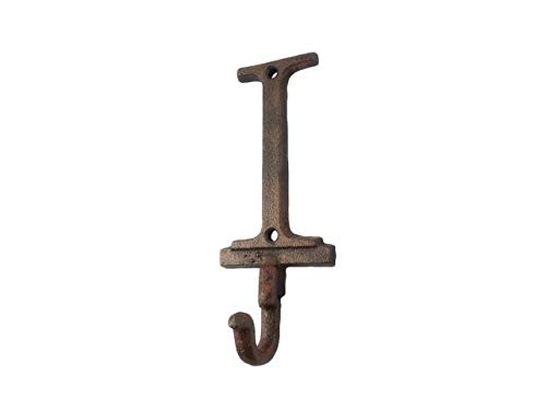 Handcrafted Nautical Decor Rustic Copper Cast Iron Letter I Alphabet Wall Hook 6"