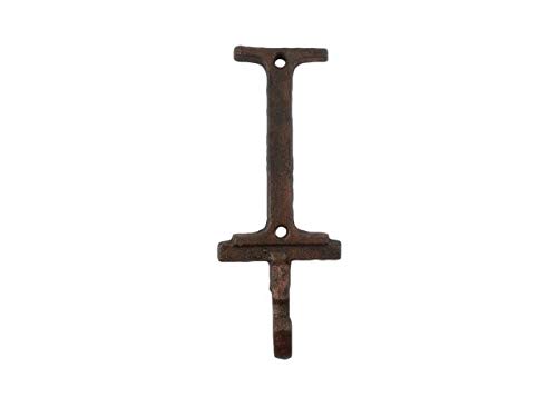 Handcrafted Nautical Decor Rustic Copper Cast Iron Letter I Alphabet Wall Hook 6"