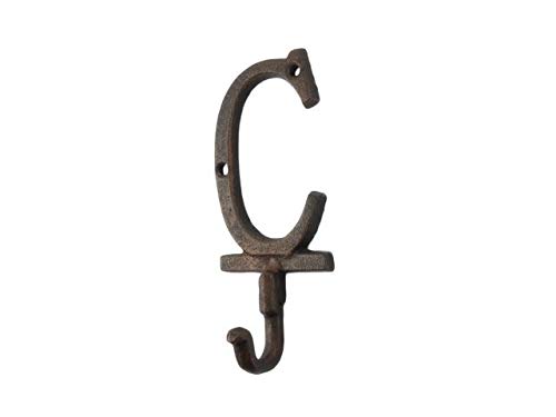 Handcrafted Nautical Decor Rustic Copper Cast Iron Letter C Alphabet Wall Hook 6"