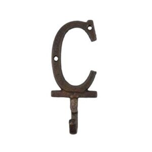 Handcrafted Nautical Decor Rustic Copper Cast Iron Letter C Alphabet Wall Hook 6"