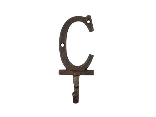 Handcrafted Nautical Decor Rustic Copper Cast Iron Letter C Alphabet Wall Hook 6"