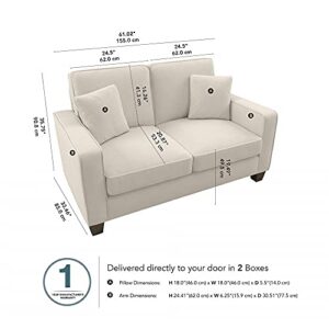 Bush Furniture Stockton Loveseat, 61W, Cream Herringbone