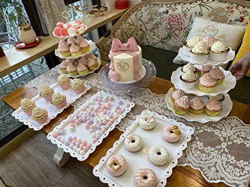 NWK 5 Piece Cake Stand Set with 2xLarge 3-Tier Cupcake Stands + 3X Appetizer Trays Perfect for Wedding Birthday Baby Shower Tea Party