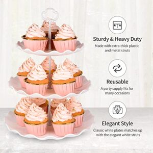 NWK 5 Piece Cake Stand Set with 2xLarge 3-Tier Cupcake Stands + 3X Appetizer Trays Perfect for Wedding Birthday Baby Shower Tea Party