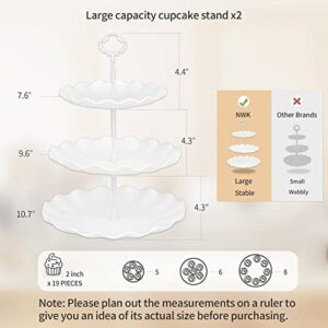 NWK 5 Piece Cake Stand Set with 2xLarge 3-Tier Cupcake Stands + 3X Appetizer Trays Perfect for Wedding Birthday Baby Shower Tea Party