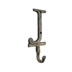 Handcrafted Nautical Decor Rustic Gold Cast Iron Letter J Alphabet Wall Hook 6"