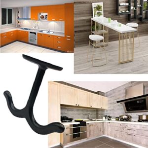 NNNJunhua Zinc Alloy Ceiling Double Hook Cabinet Wardrobe Coat Towel Hat Hook Hooks Under Cabinet Shelf 6 Pieces (Black)