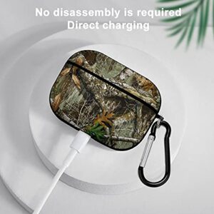 YouTary Autumn Hunting Tree Camo Pattern Apple Airpods pro Case Cover with Keychain, AirPod Headphone Cover Unisex Shockproof Protective Wireless Charging Headset Accessories