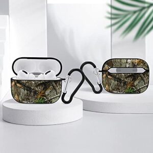 YouTary Autumn Hunting Tree Camo Pattern Apple Airpods pro Case Cover with Keychain, AirPod Headphone Cover Unisex Shockproof Protective Wireless Charging Headset Accessories