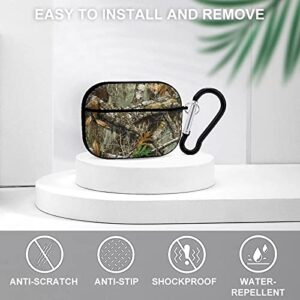 YouTary Autumn Hunting Tree Camo Pattern Apple Airpods pro Case Cover with Keychain, AirPod Headphone Cover Unisex Shockproof Protective Wireless Charging Headset Accessories