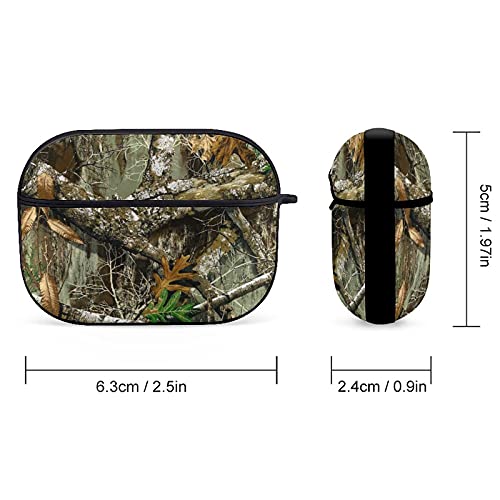 YouTary Autumn Hunting Tree Camo Pattern Apple Airpods pro Case Cover with Keychain, AirPod Headphone Cover Unisex Shockproof Protective Wireless Charging Headset Accessories