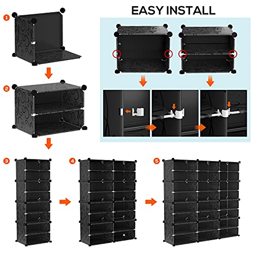 VTRIN Portable Shoe Rack Organizer 48 Pair Tower 4 Tiers Shoe Rack for Entryway Shelf Storage Cabinet Stand for Heels Boots Slippers Cabinet Narrow Standing Stackable Space Saver Shoe Rack Black