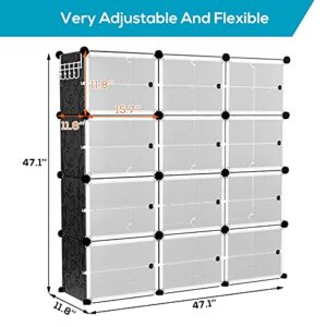 VTRIN Portable Shoe Rack Organizer 48 Pair Tower 4 Tiers Shoe Rack for Entryway Shelf Storage Cabinet Stand for Heels Boots Slippers Cabinet Narrow Standing Stackable Space Saver Shoe Rack Black