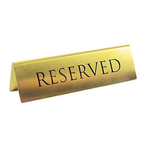 Golden Metal Table Top Reserved Sign for Restaurants, Wedding, Ceremony and Events, Double Sided Tent, 6x1.75 inches (Pack of 3)