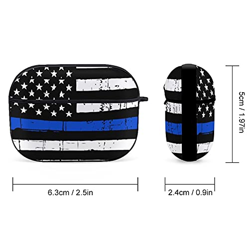 YouTary American Blue Line USA Police Stars Flag Pattern Apple Airpods pro Case Cover with Keychain, AirPod Headphone Cover Unisex Shockproof Protective Wireless Charging