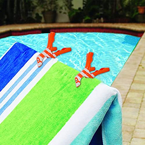 bluesa 2PCS Clown Fish Beach Towel Holders for Beach Chairs, Beach Towel Clips for Pool Chairs, Beach Clips for Towels and Chairs, Clothes Clips for Hanging Clothes, Windproof Towel Pin, Chip Pegs